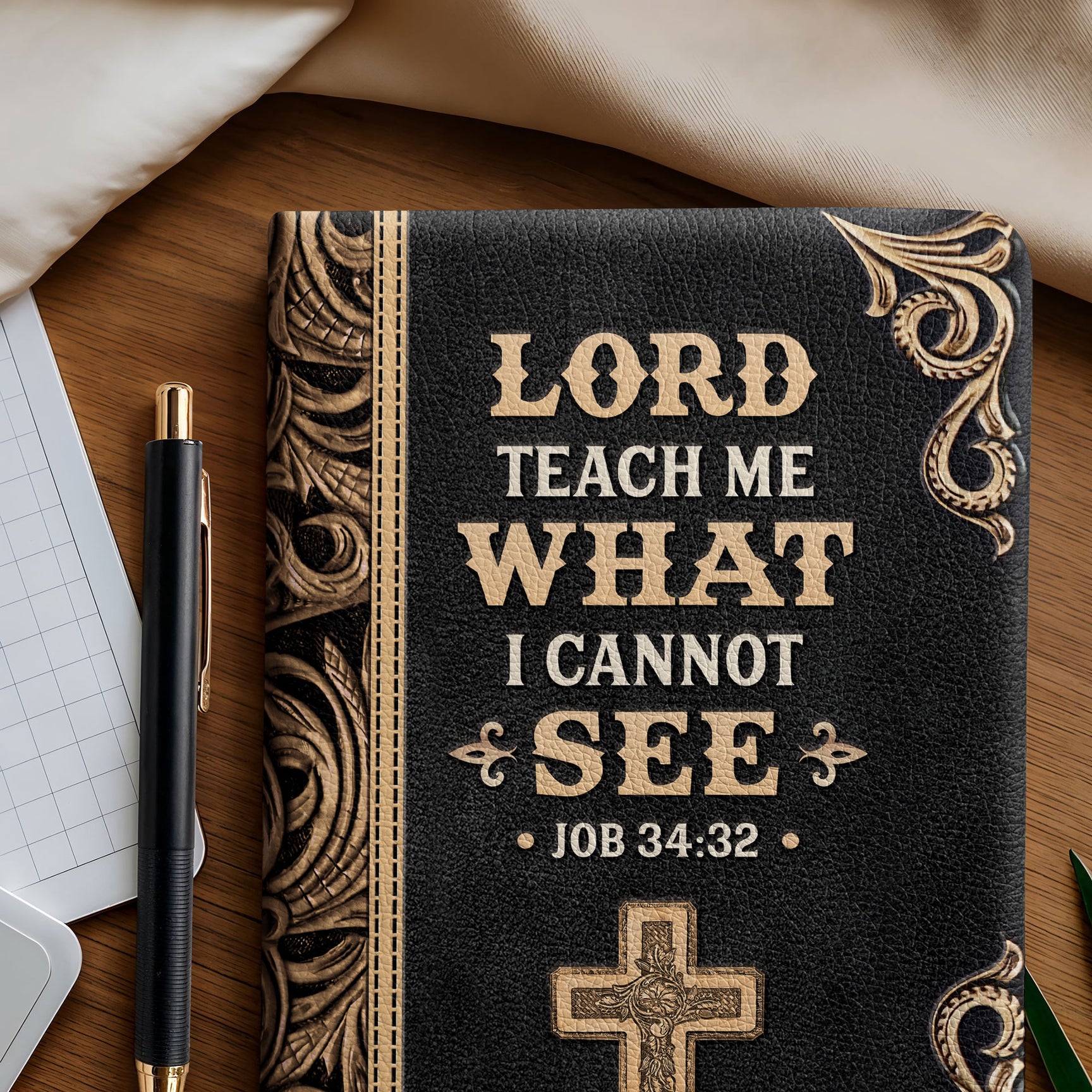 "Chochmah" - Job 34:32 Leather Prayer Journal For Men – Prayous